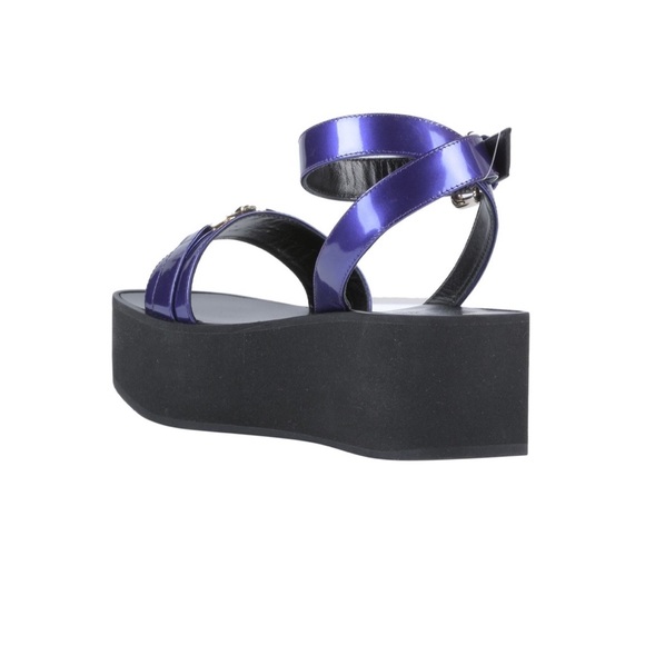 Versace | Shoes | Versace Purple Laminated Leather Wrap Around Platform ...